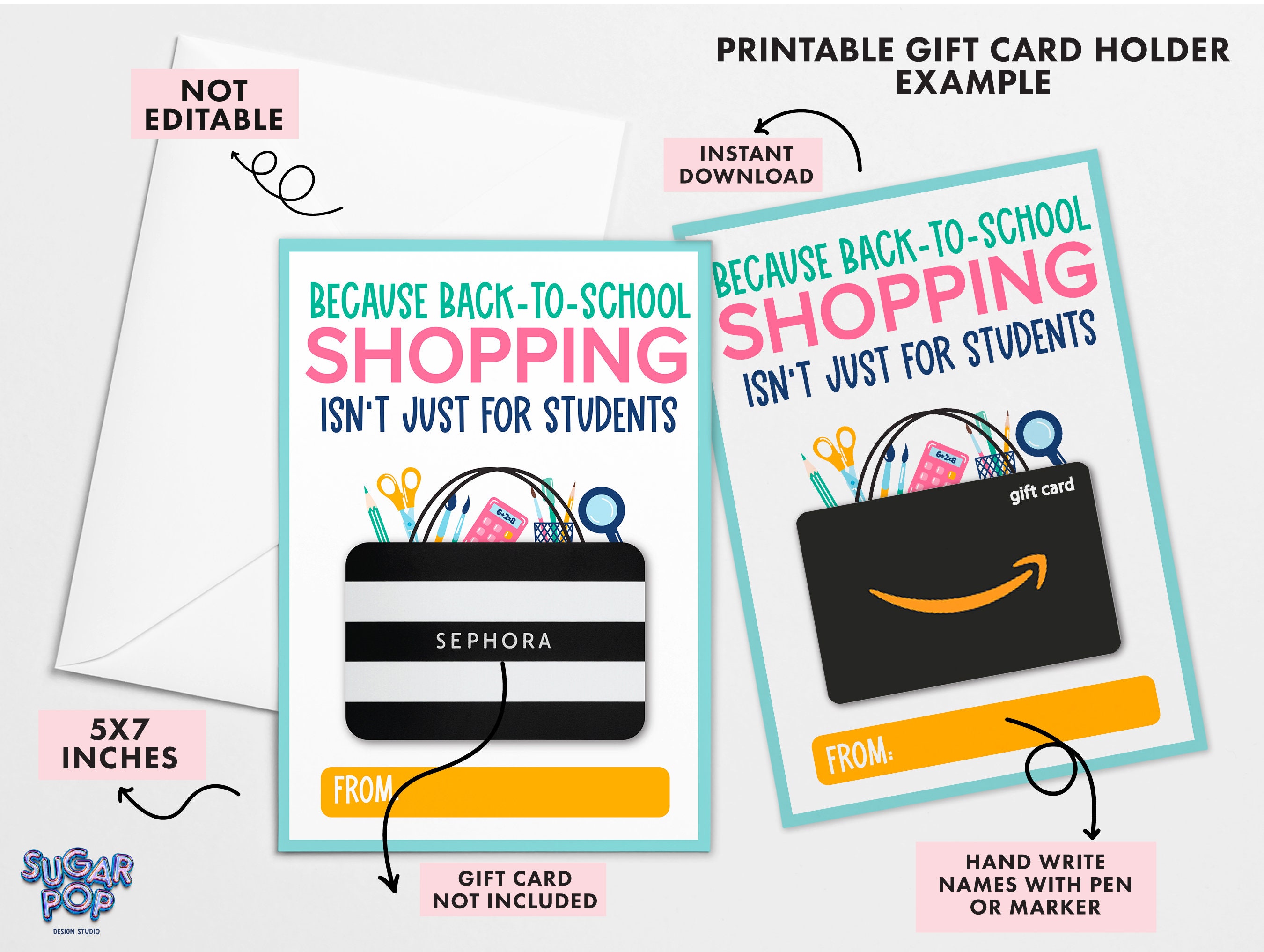 Teacher Gift Card Holder- INSTANT DOWNLOAD - Back to School Gift Card ...