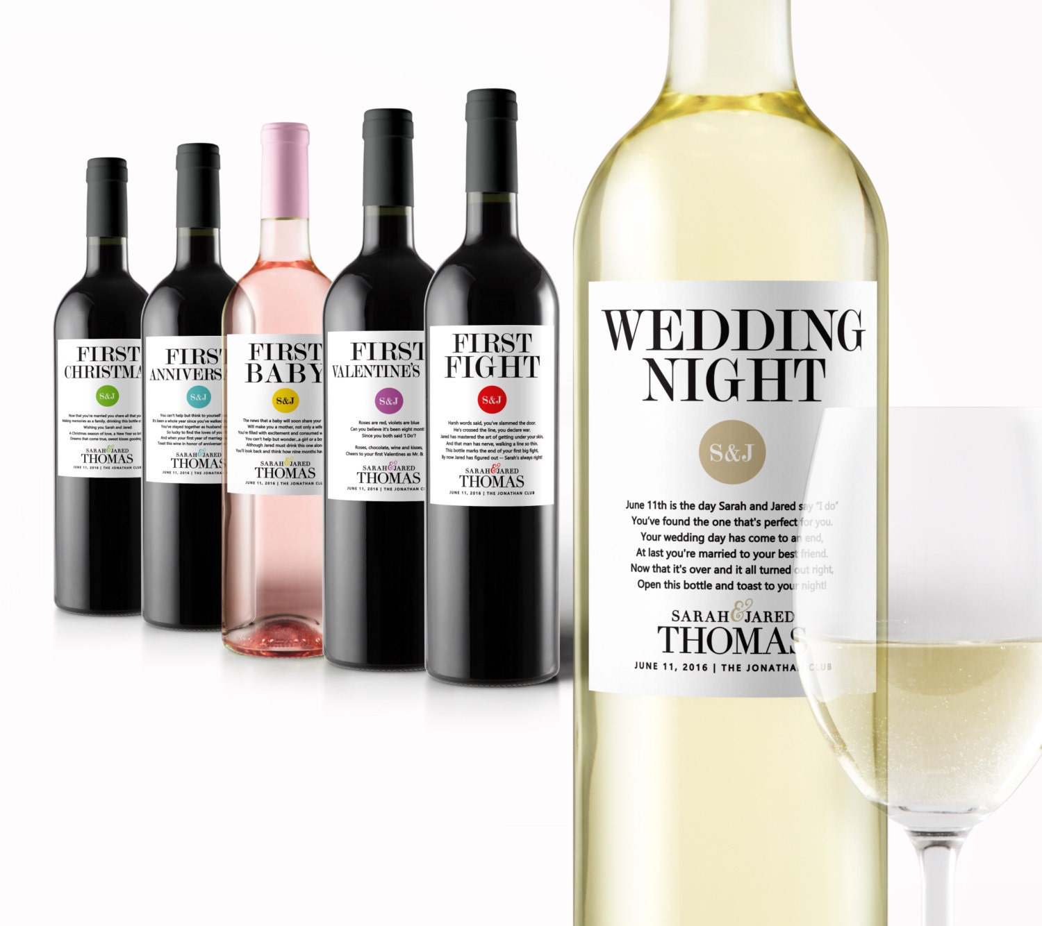 Year of Firsts Wine Labels Wedding Milestone Wine Labels | Etsy