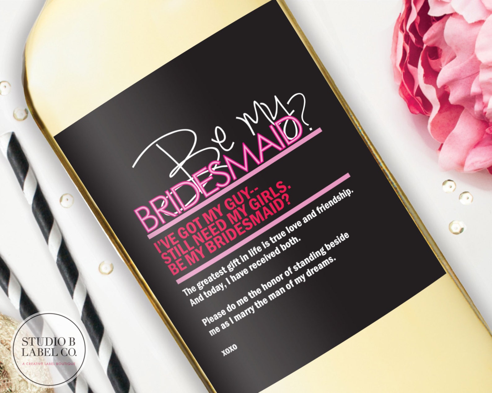 Will You Be My Bridesmaid Wine Labels - Wedding Wine Labels - Maid of ...