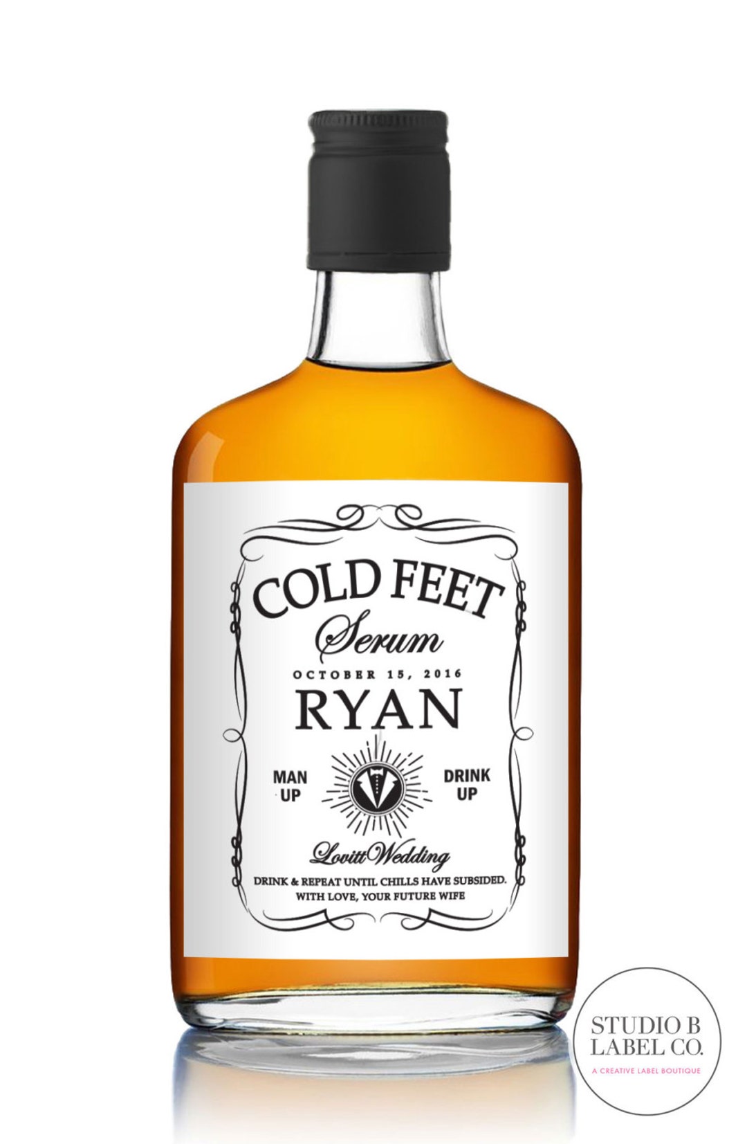 Cold Feet Custom Whiskey Label for Groom on Wedding Day - Liquor Bottle ...
