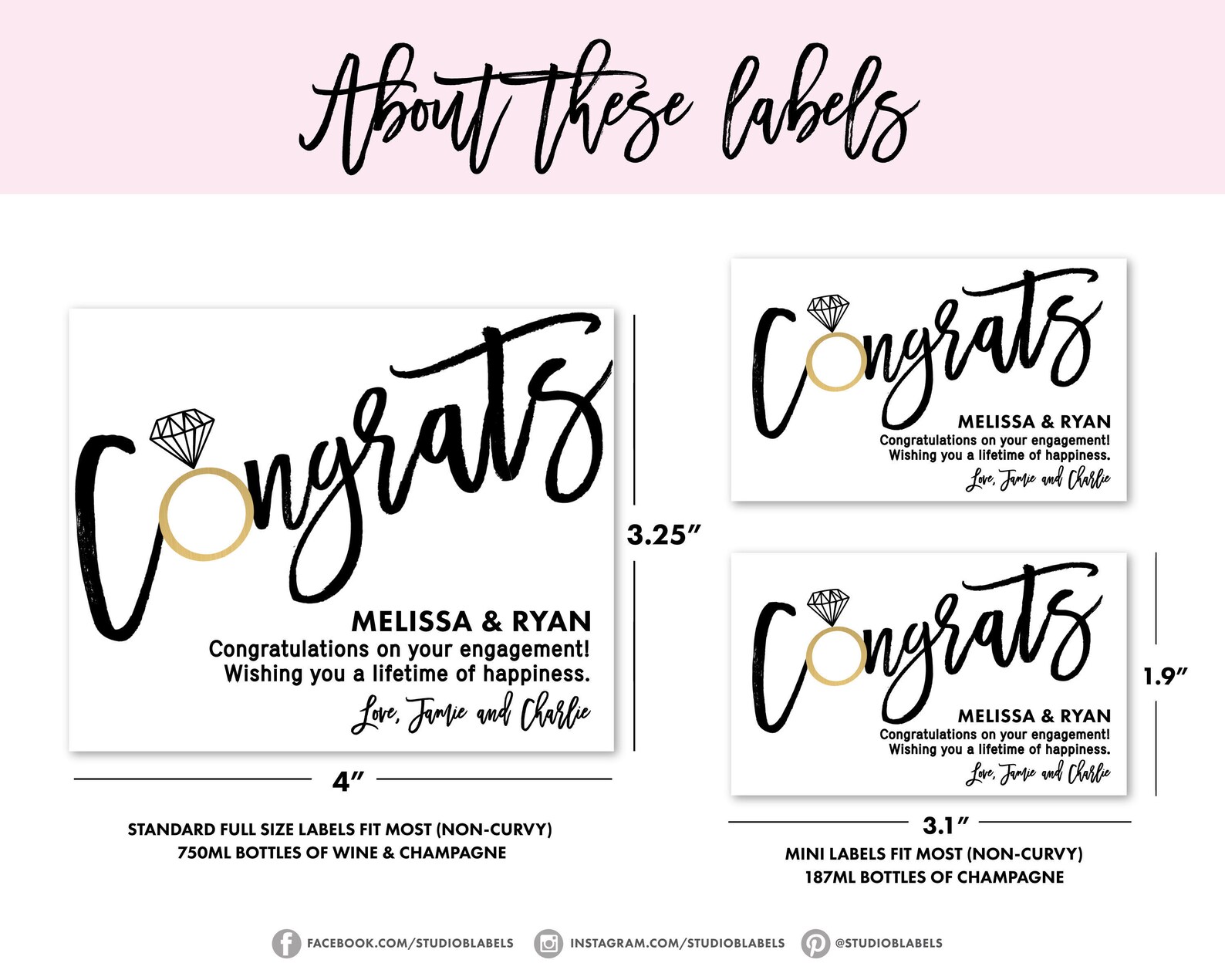 Congratulations Engagement Mini Champagne Labels Engagement Gifts for ...