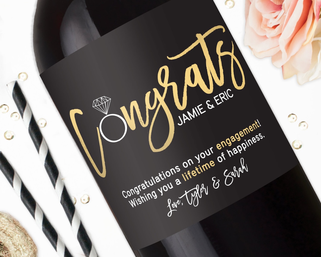 Congratulations Engagement Wine Labels - Engagement Gifts for Couple ...