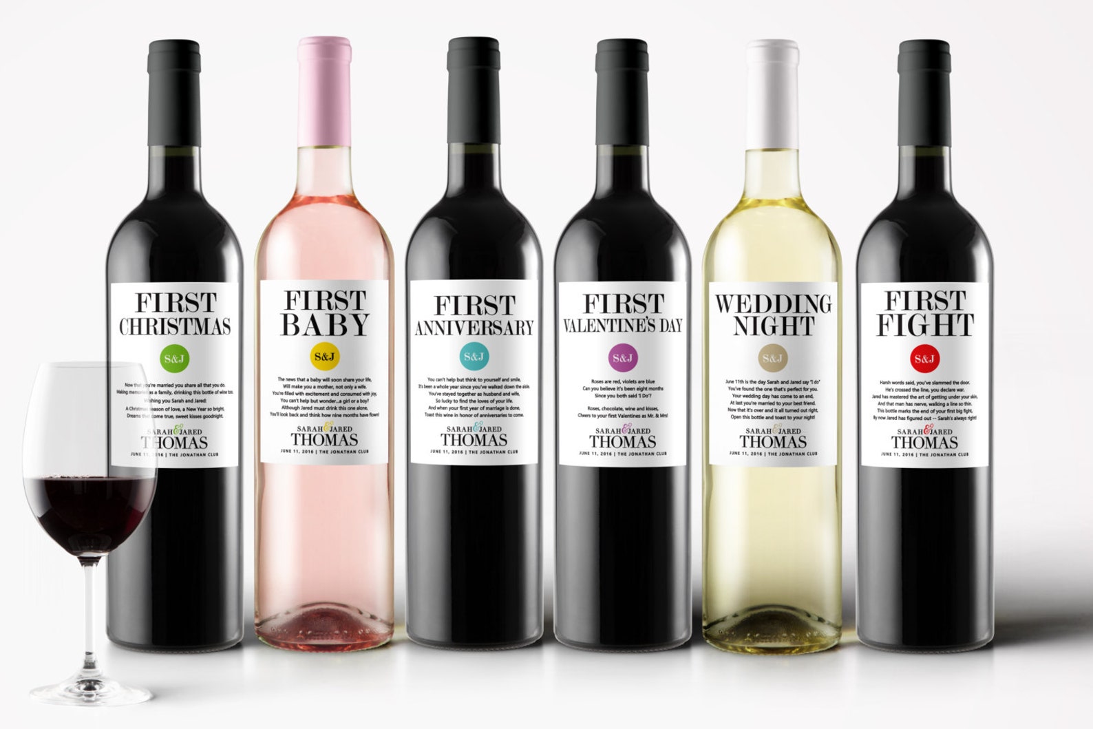 Year of Firsts Wine Labels Wedding Milestone Wine Labels - Etsy