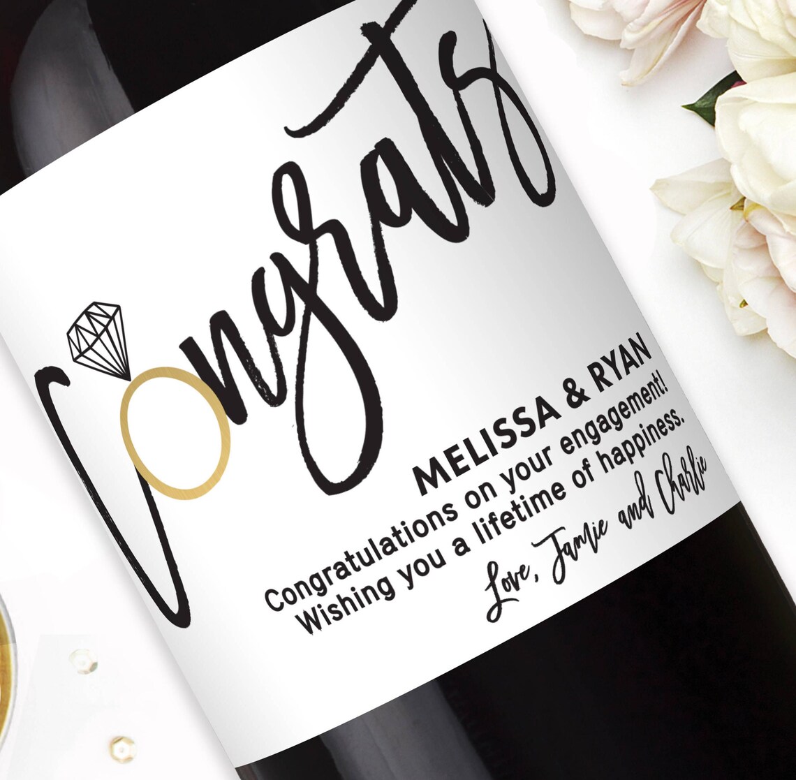 Congratulations Engagement Mini Champagne Labels - Engagement Gifts for ...