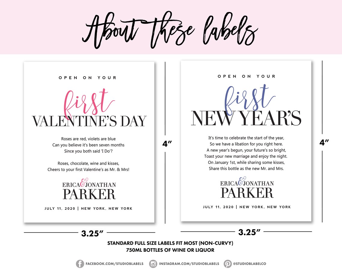 Wedding Milestone Wine Labels Year of Firsts First Year - Etsy