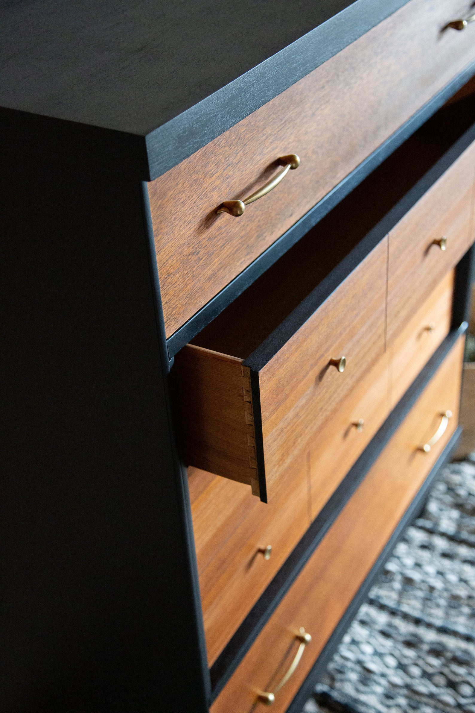 SOLD SOLD MCM Black Two-toned Highboy Dresser shipping - Etsy