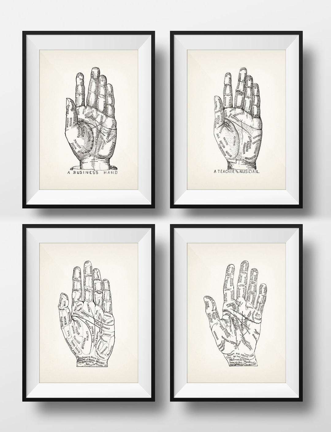 Palmistry Prints - Set of Four [1899] - PP 16-19 - Fine Art Print of a ...