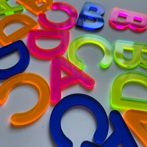 Acrylic Neon Alphabet and Numbers Learning Tool, Homeschool, Child Room ...