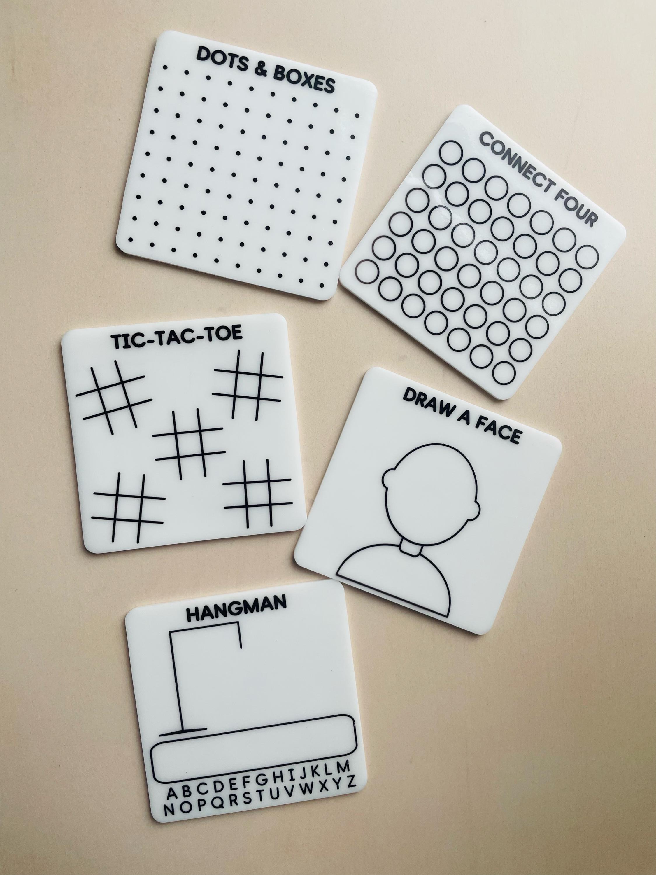 Bundle Set - Reusable Board Games White Acrylic - Dry Erase Games ...