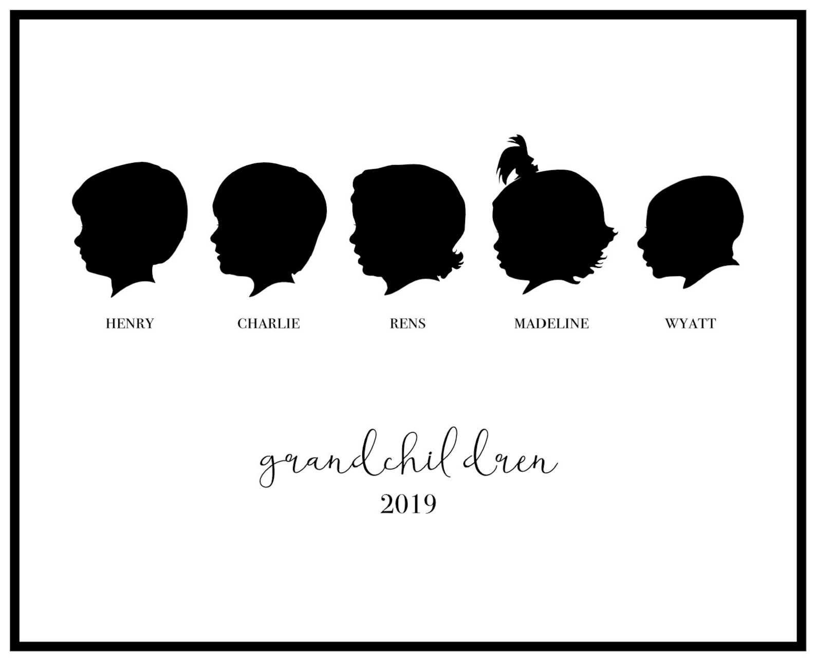 Multi-subject Silhouette Portraits Kids Silhouette Portrait | Etsy