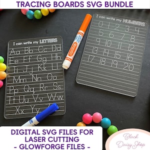 Tracing Board SVG Bundle: Letters, Numbers, Shapes (digital Cut File ...