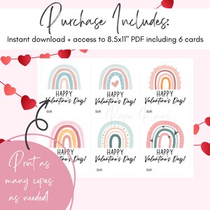 Printable Kids Valentines, Cute Boho Rainbow, Classroom Exchange ...