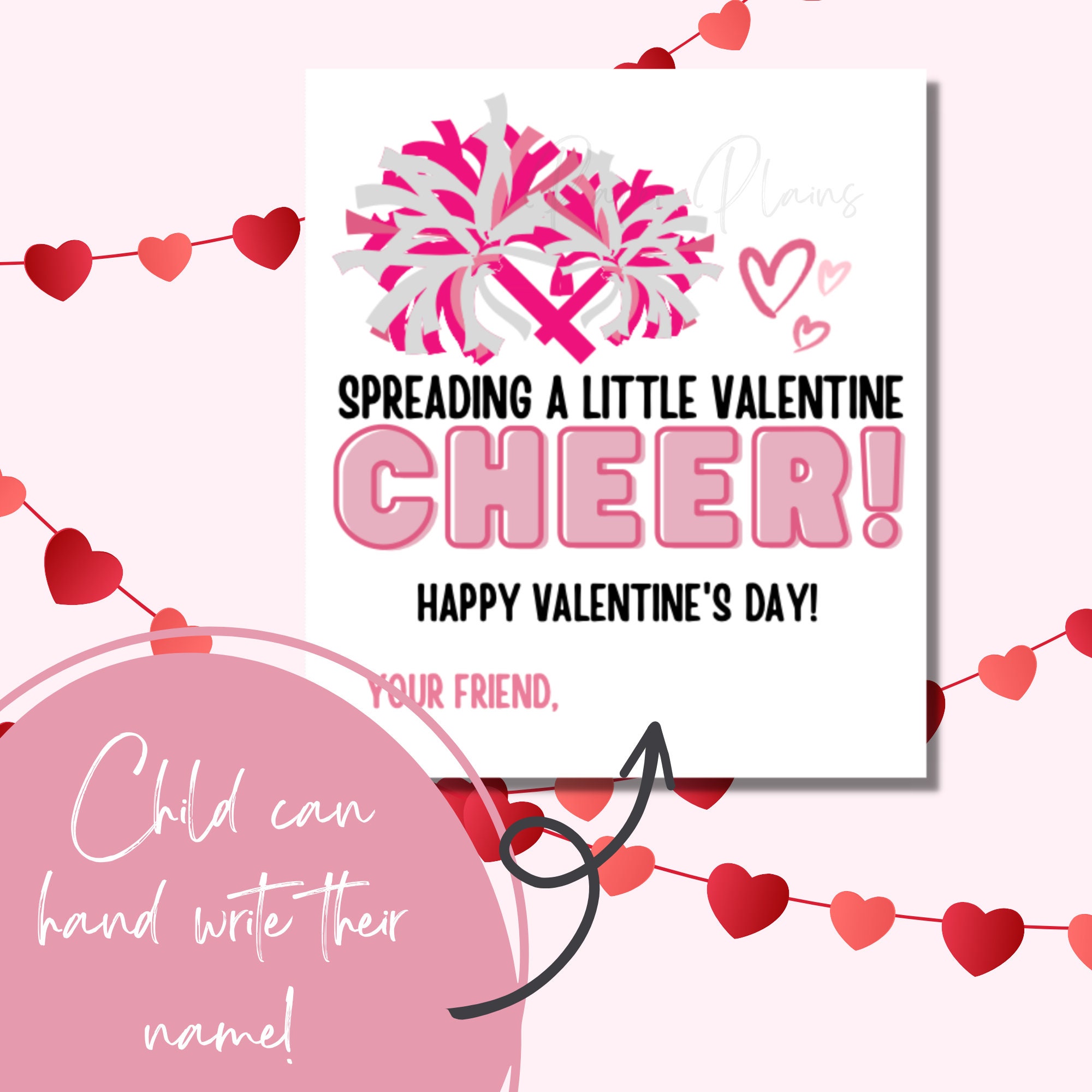 Printable Kids Valentine Exchange Cards, Cheer Girls Valentines, School ...