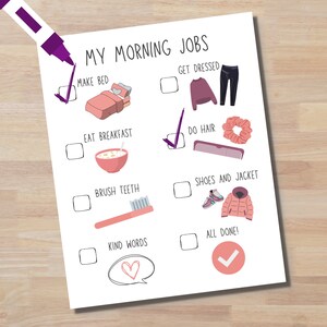 Editable Printable Morning Jobs Custom Chore Chart Customizable Routine ...