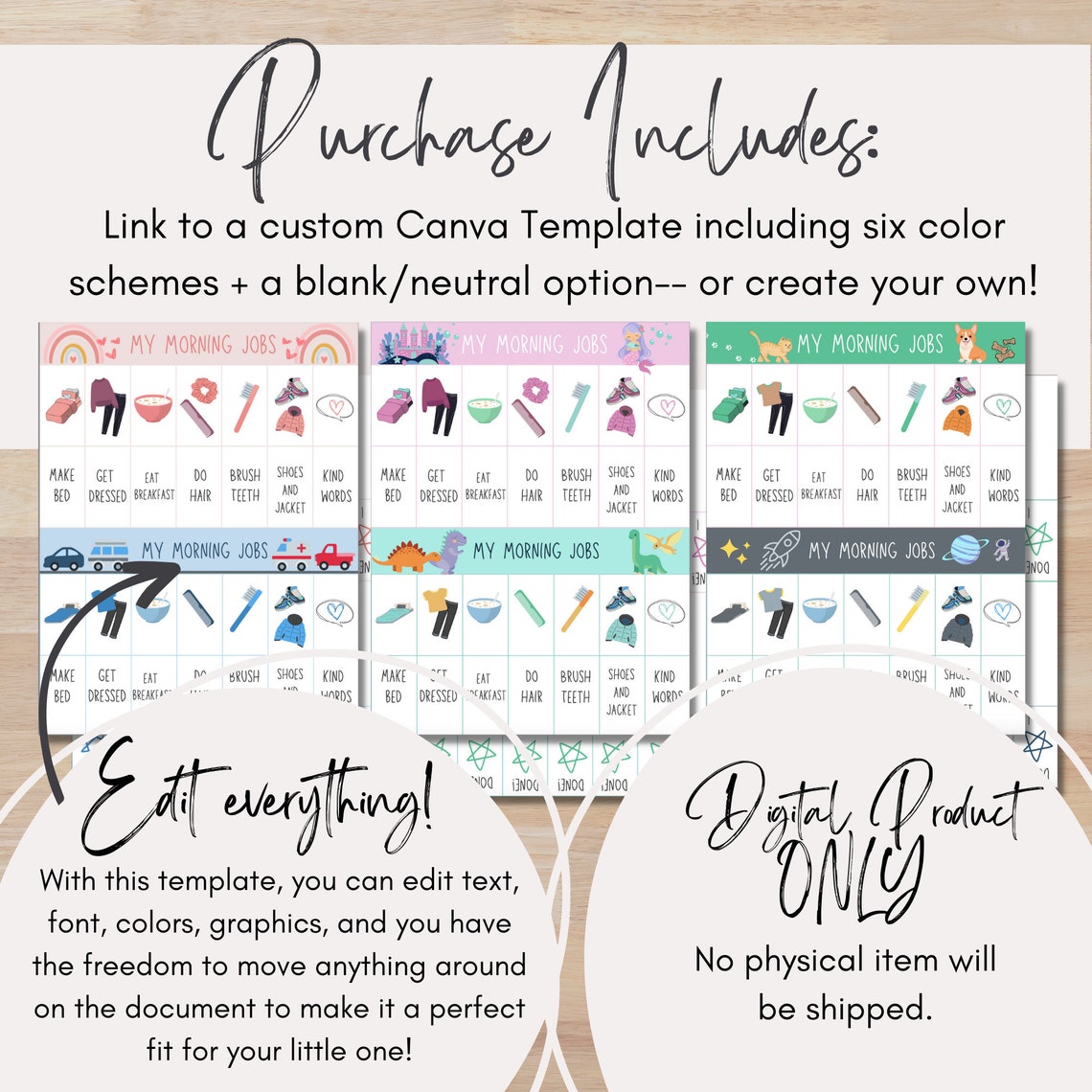 Editable Folding Morning Routine, Canva Template, Printable, Kids Chart ...