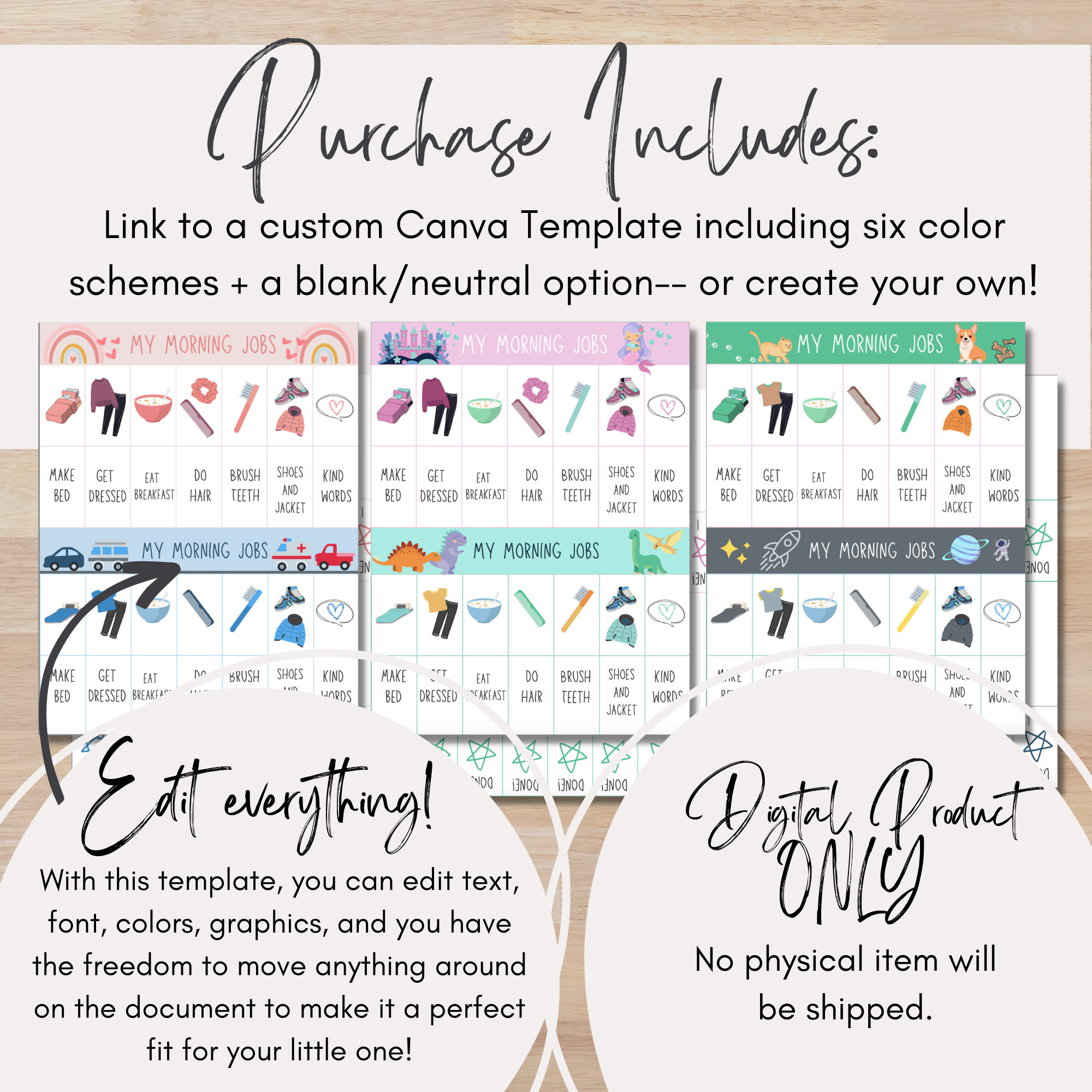 Editable Folding Morning Routine, Canva Template, Printable, Kids Chart ...