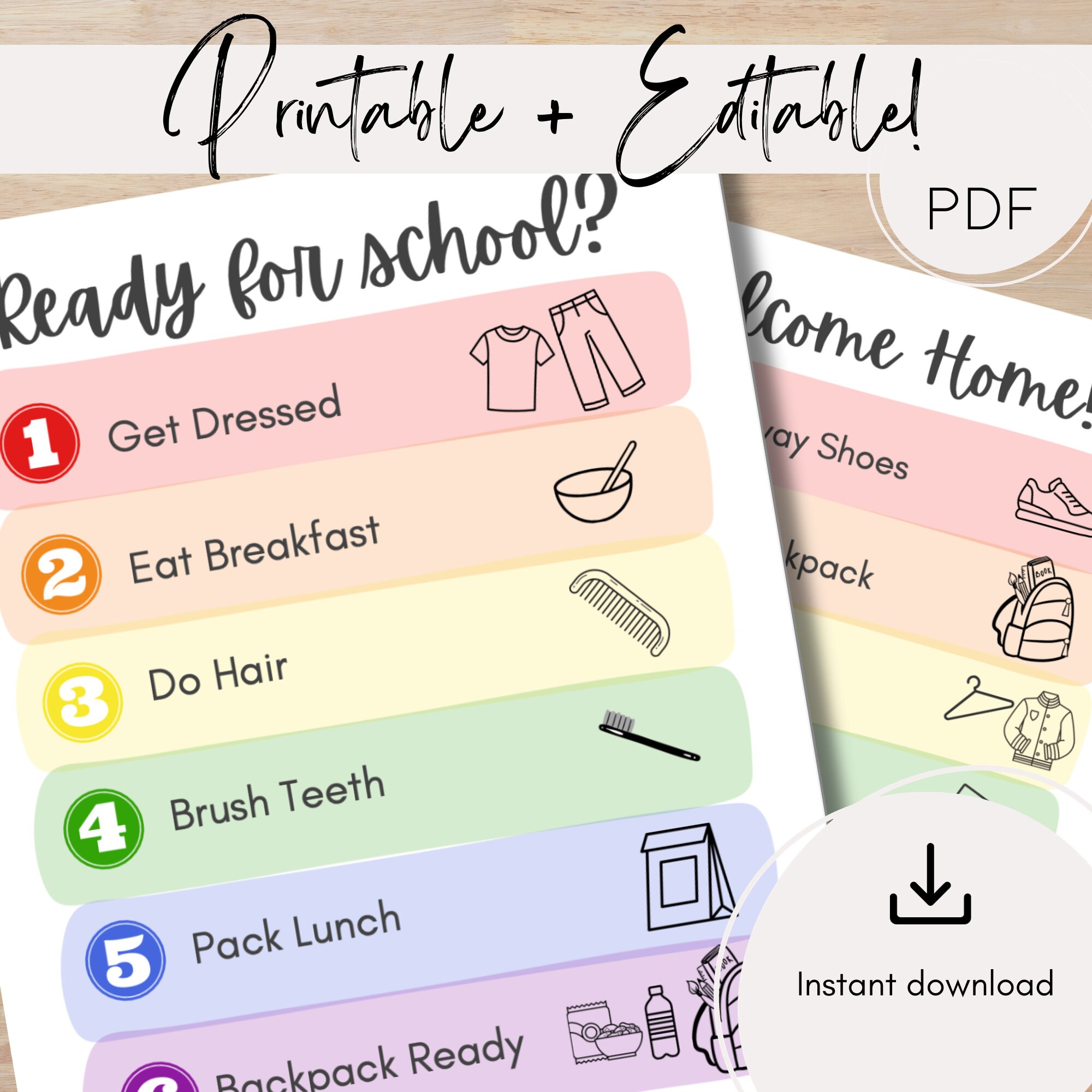 Custom Printable Before After School Checklist Canva Template, Routine ...