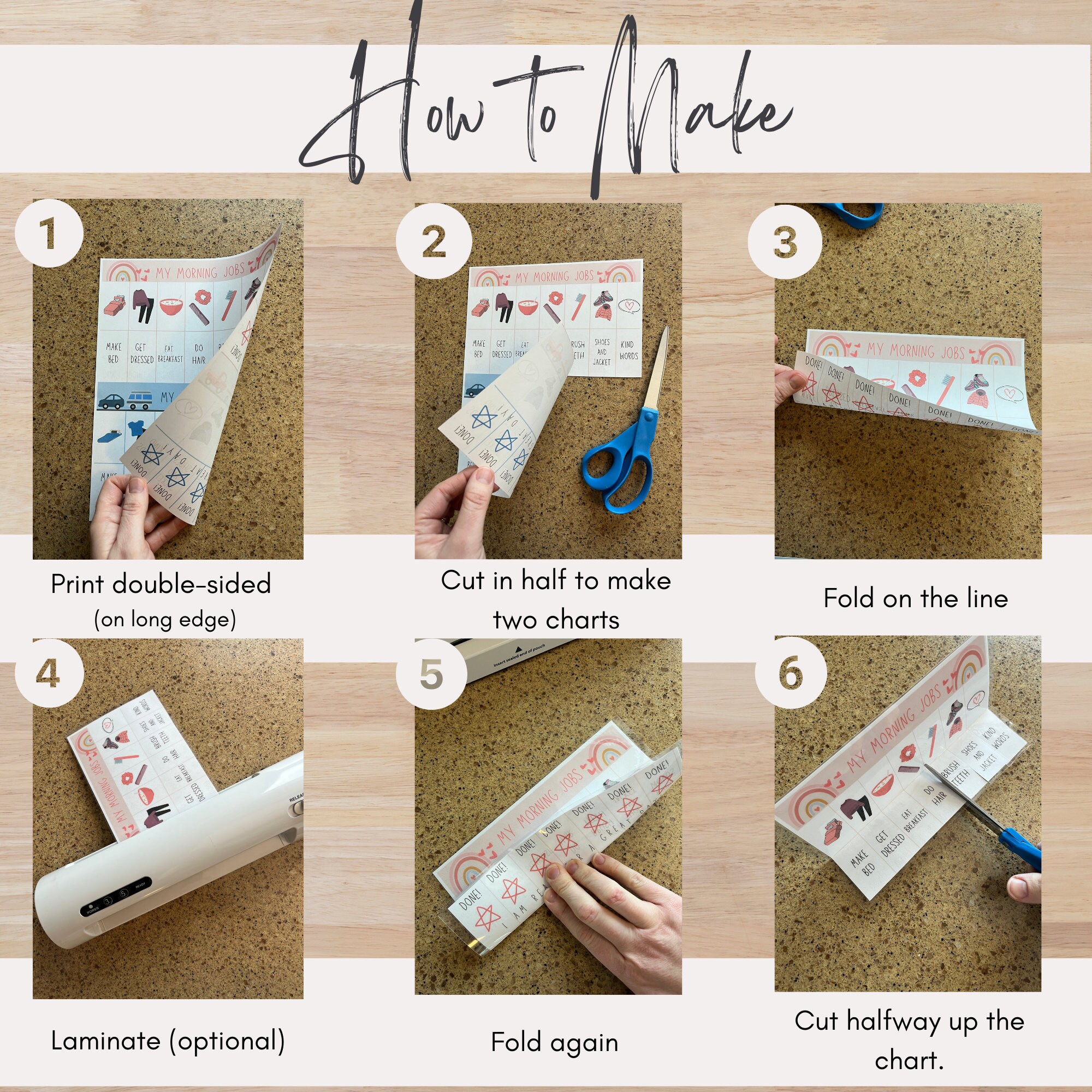 Editable Folding Morning Routine, Canva Template, Printable, Kids Chart ...