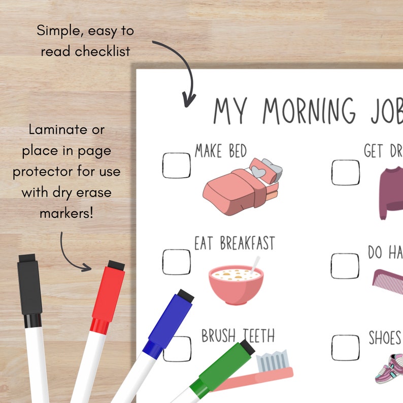 Morning Routine for Kids Chore Chart Printable Chore Chart - Etsy