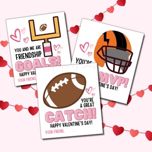 Printable Kids Valentine Exchange Cards, Football Boys Valentines ...