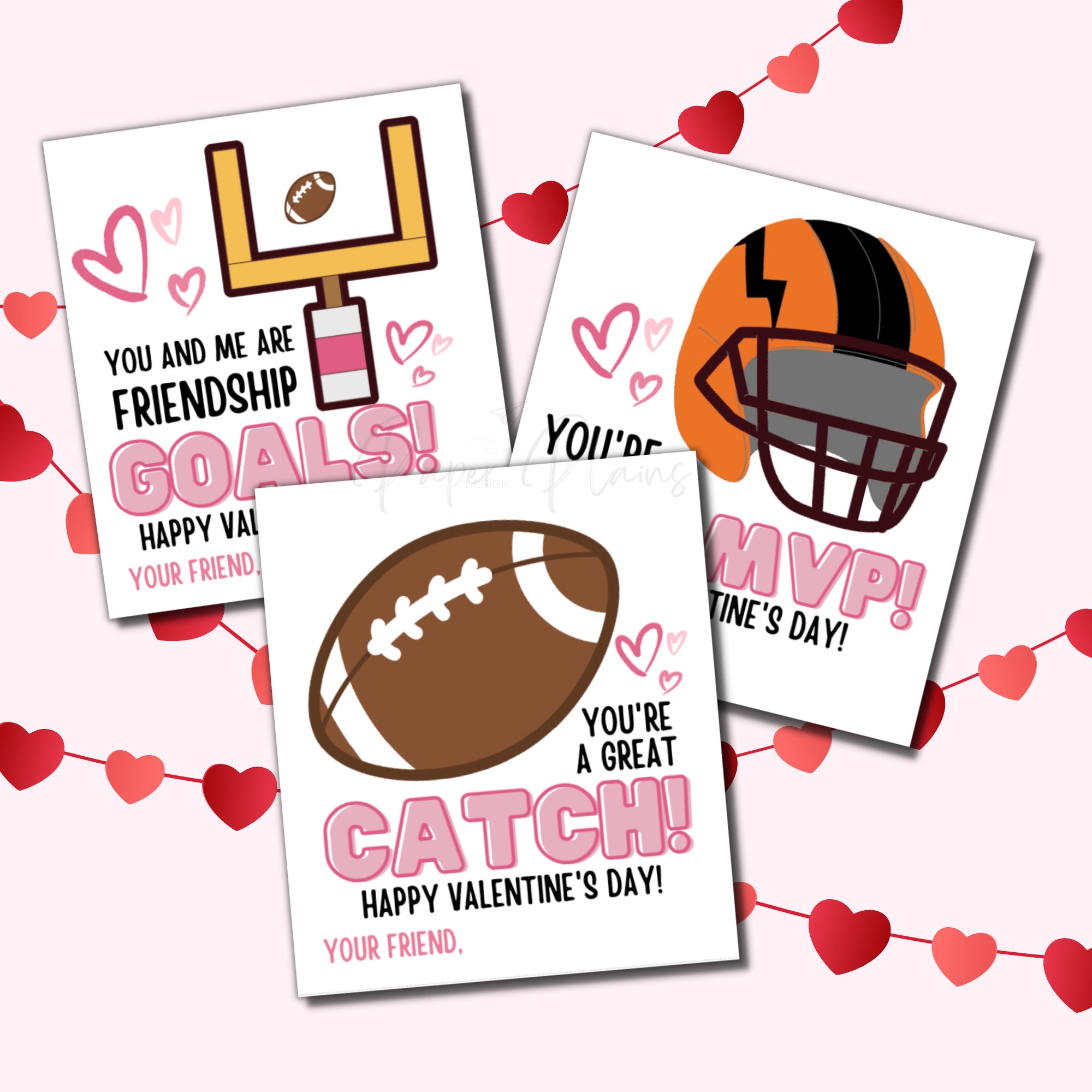 Printable Kids Valentine Exchange Cards, Football Boys Valentines ...