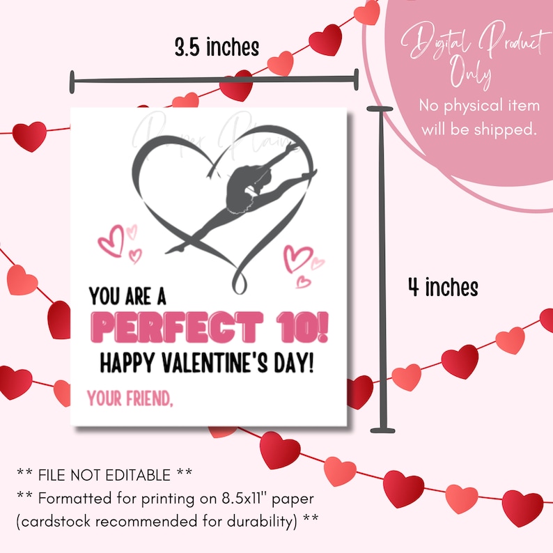 Printable Kids Valentine Exchange Cards, Gymnastics Girls Pink ...