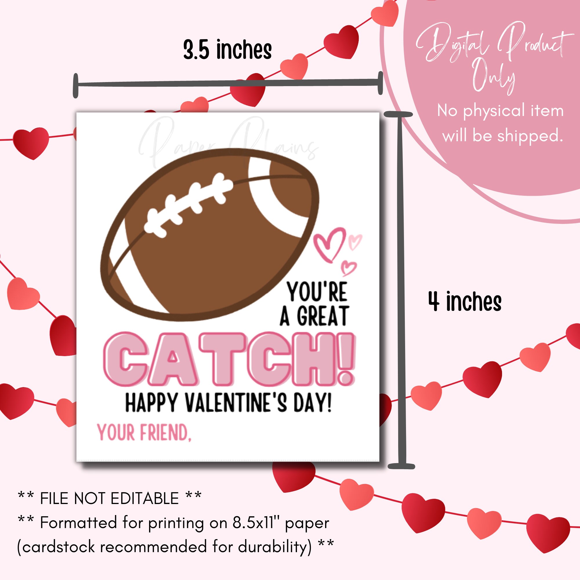 Printable Kids Valentine Exchange Cards, Football Boys Valentines ...