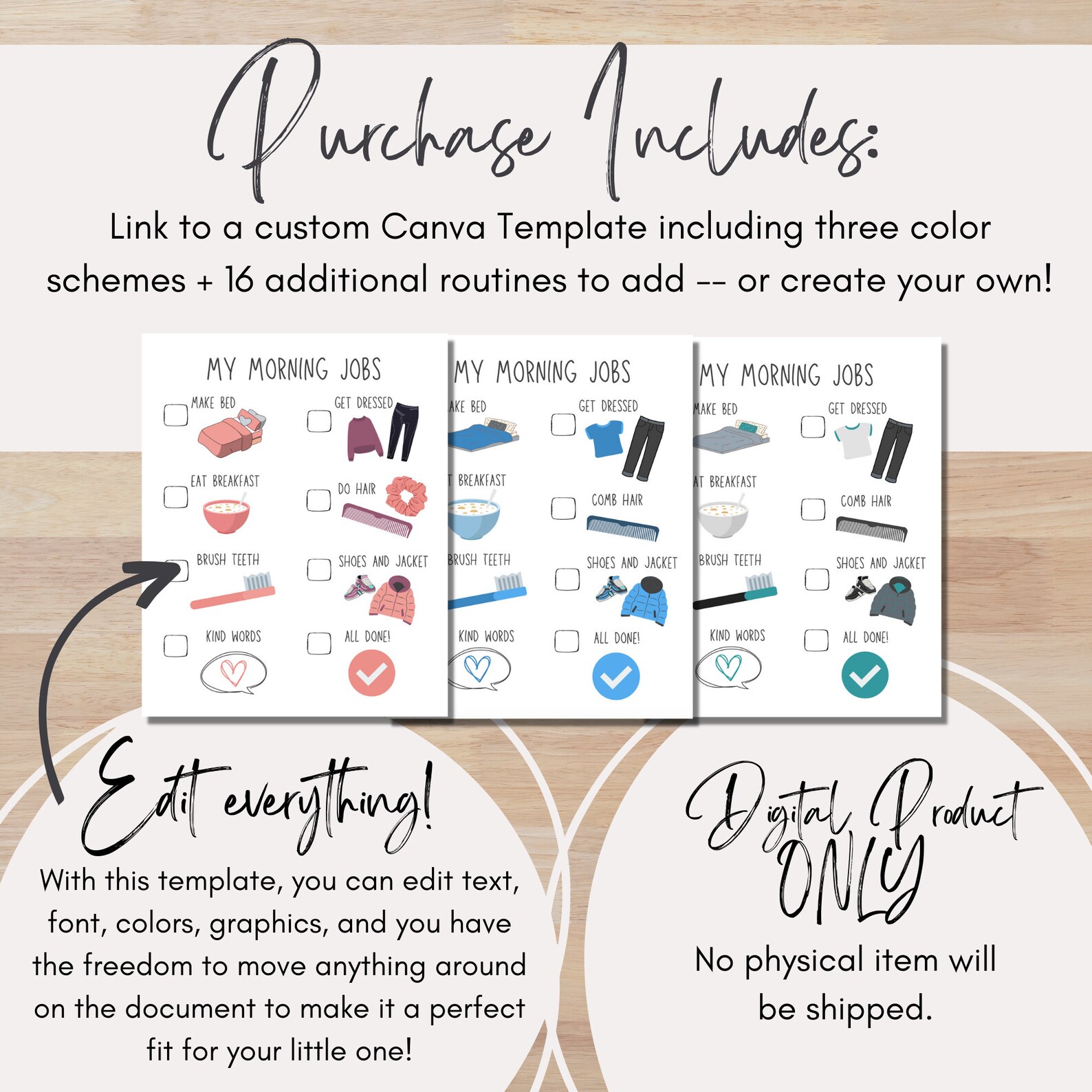 Editable Printable Morning Jobs Custom Chore Chart Customizable Routine ...