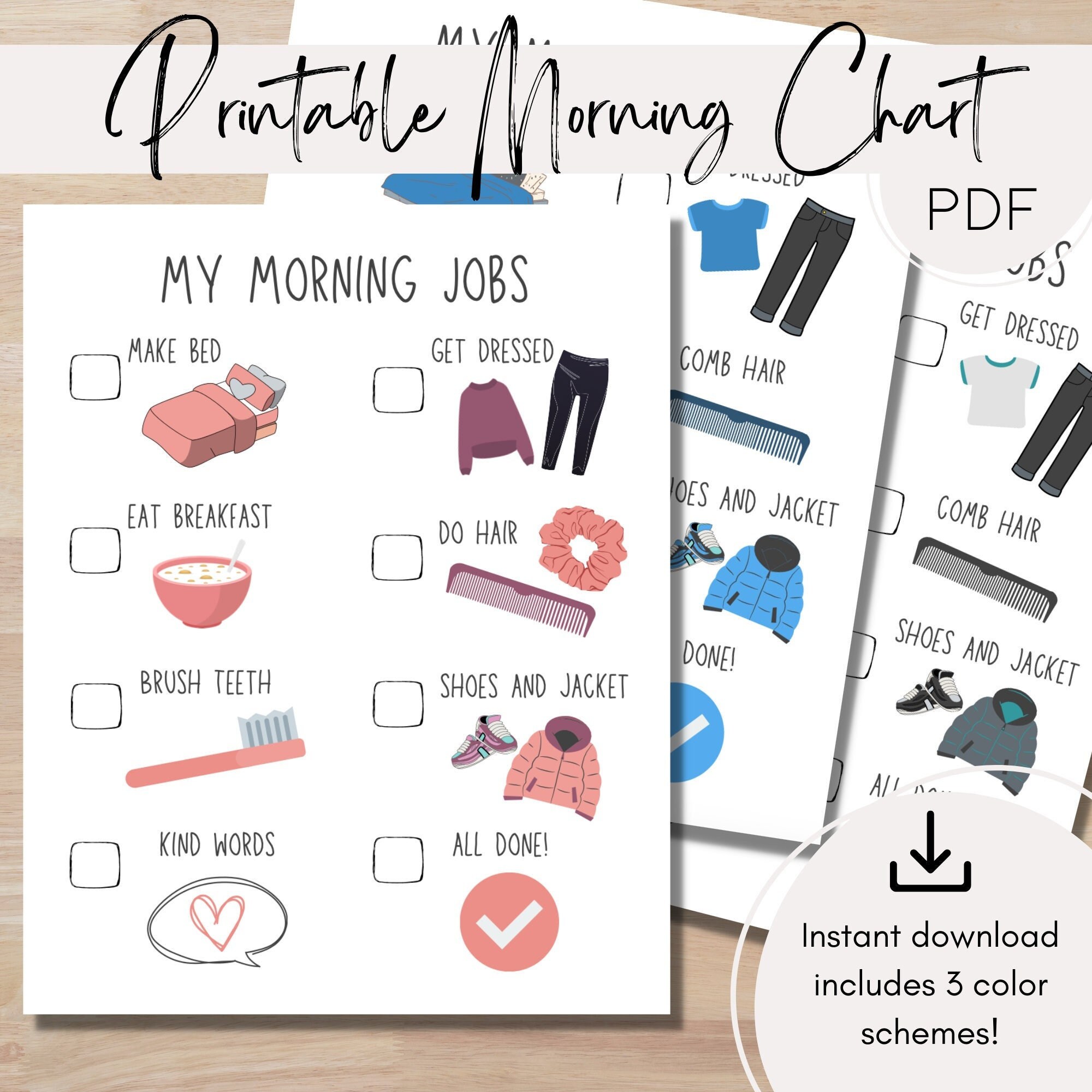 Morning Routine for Kids Chore Chart Printable Chore Chart for Kids ...