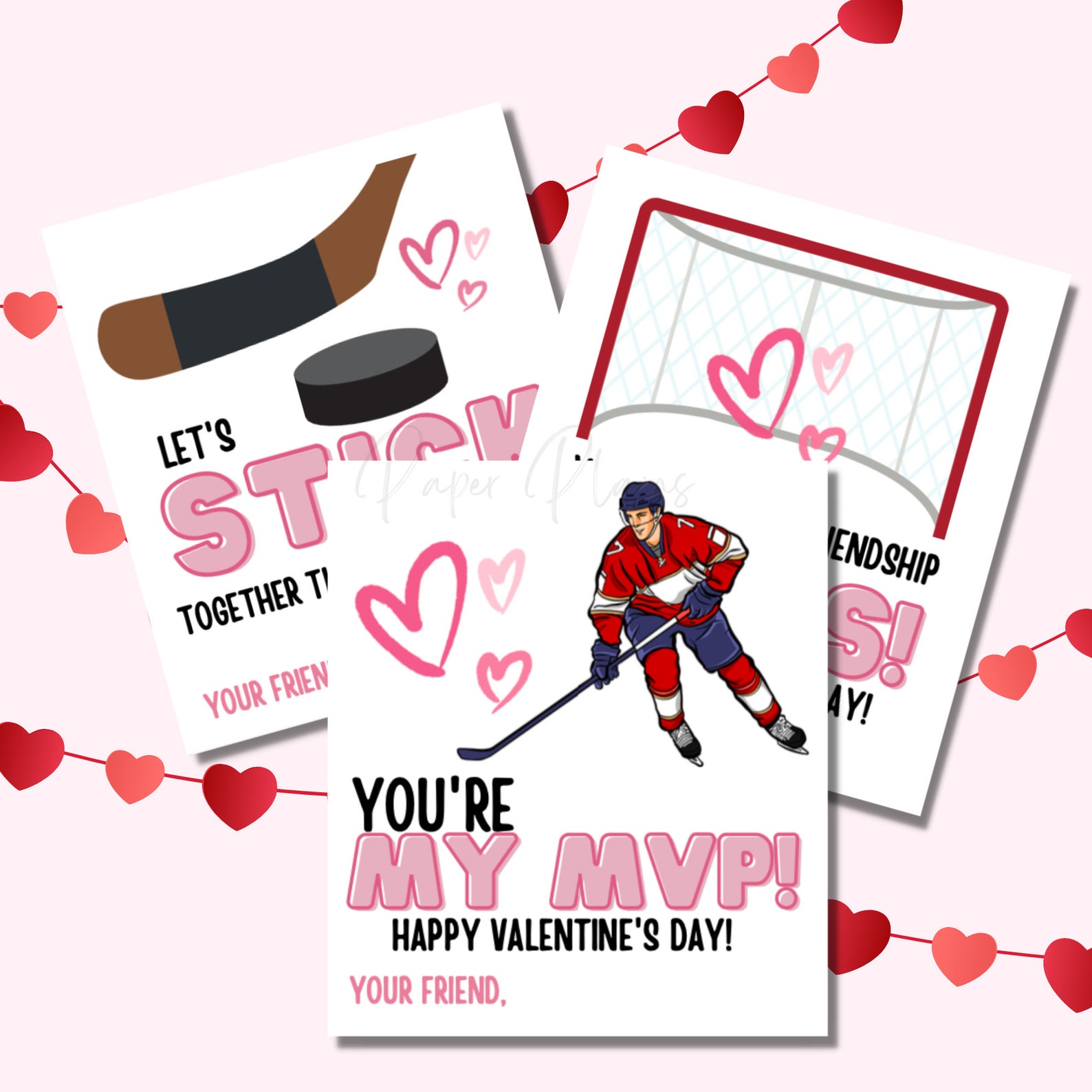 Printable Kids Valentine Exchange Cards, Hockey Boys Girls Valentines ...