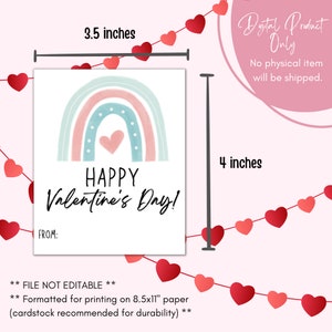 Printable Kids Valentines, Cute Boho Rainbow, Classroom Exchange ...