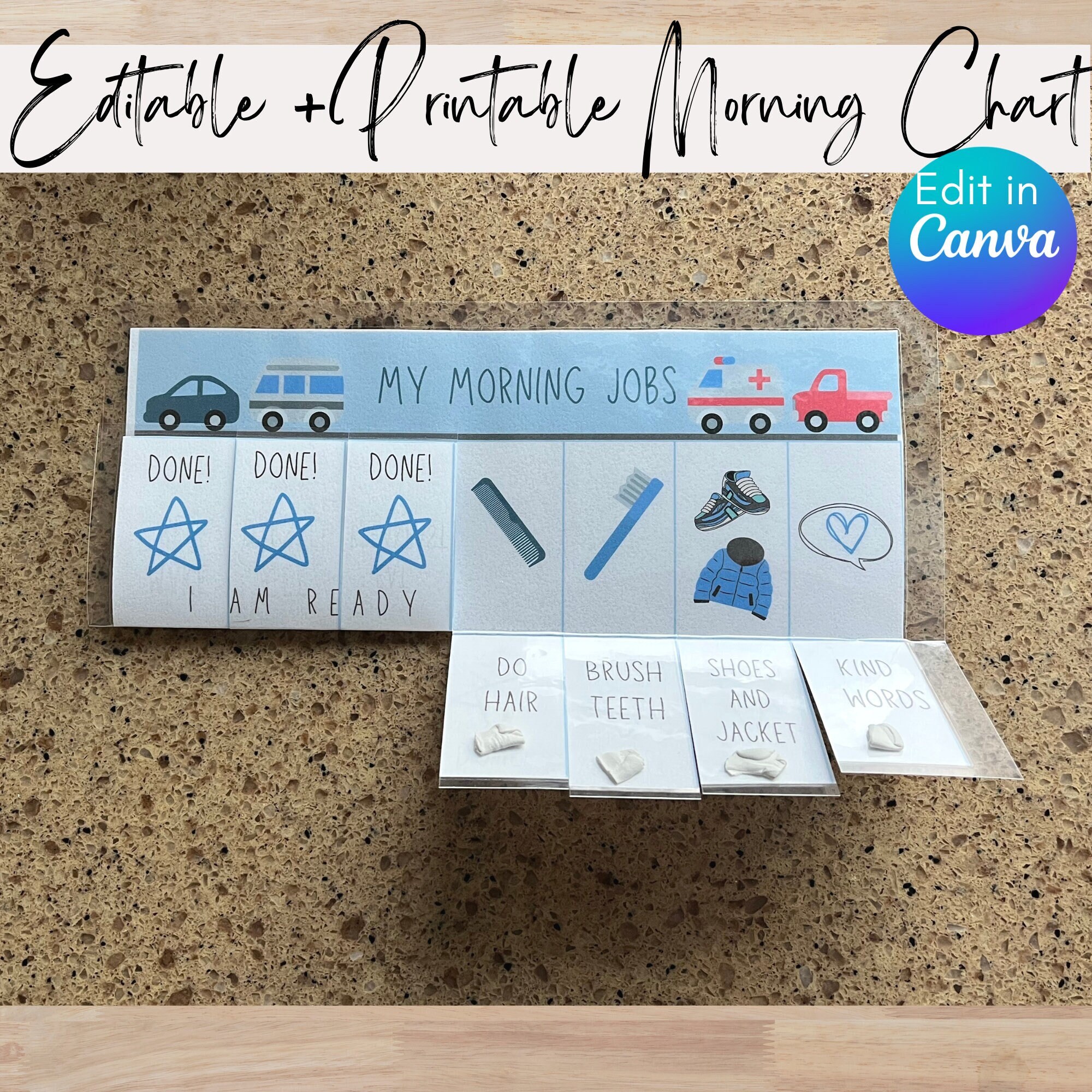 Editable Folding Morning Routine, Canva Template, Printable, Kids Chart ...