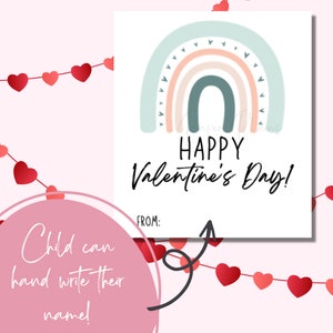 Printable Kids Valentines, Cute Boho Rainbow, Classroom Exchange ...