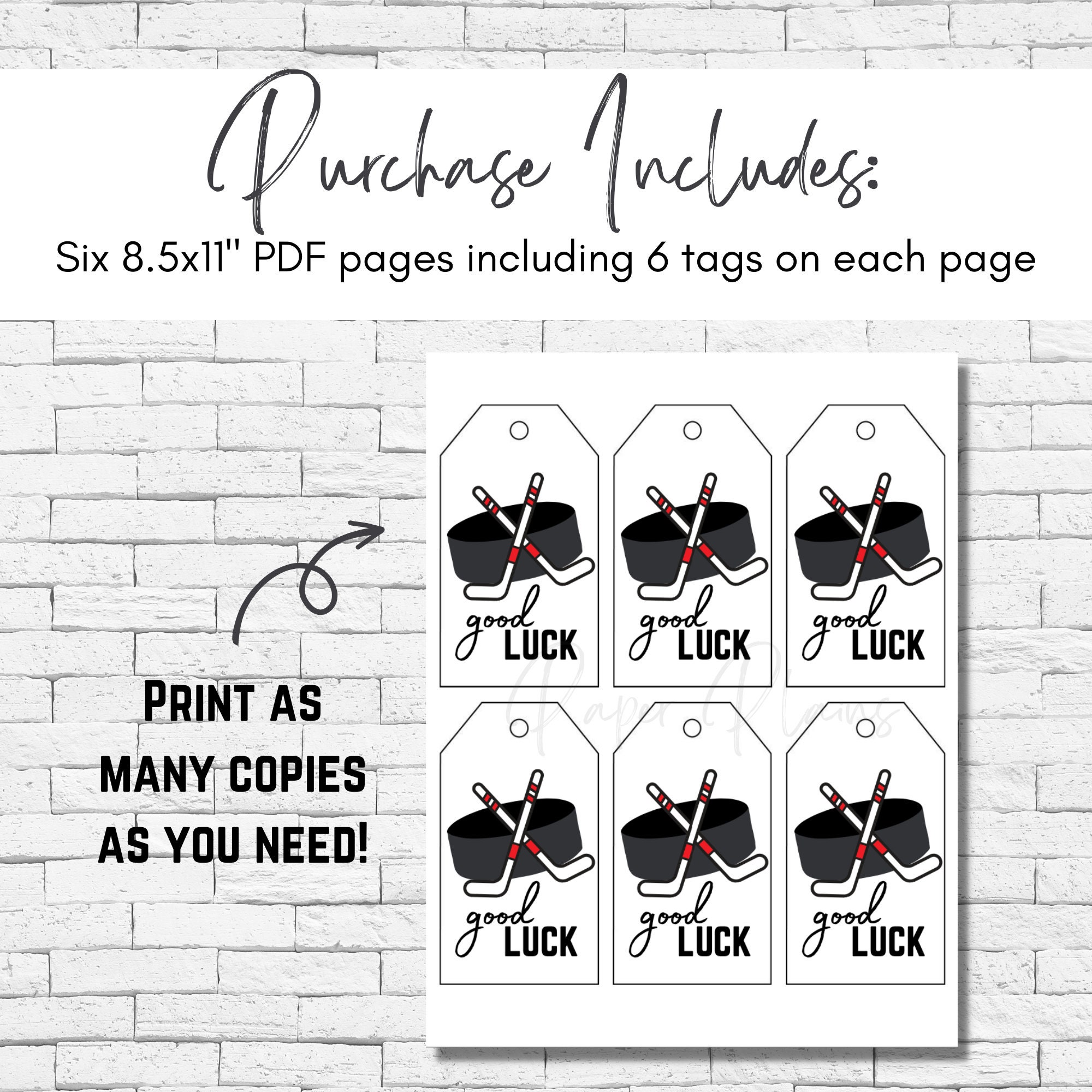 Printable Hockey Good Luck Tags, Cute Team Treat Tag, Team Motivation ...