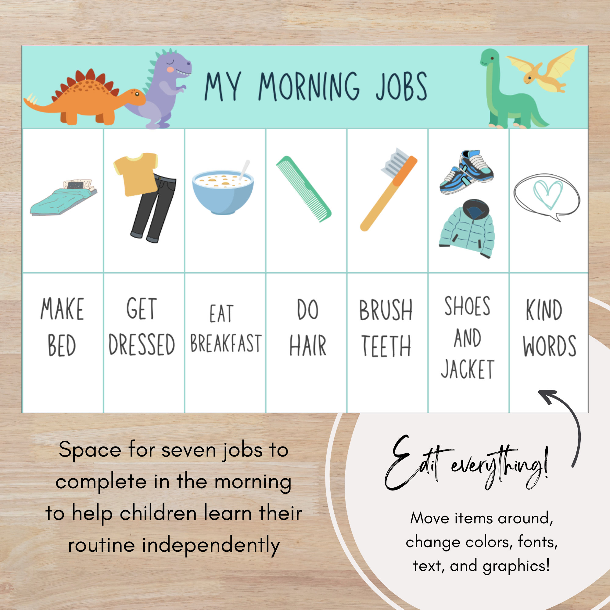 Editable Folding Morning Routine, Canva Template, Printable, Kids Chart ...
