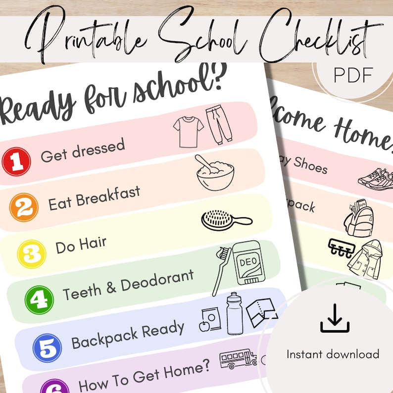 Printable Before After School Checklist School Routine Chart - Etsy