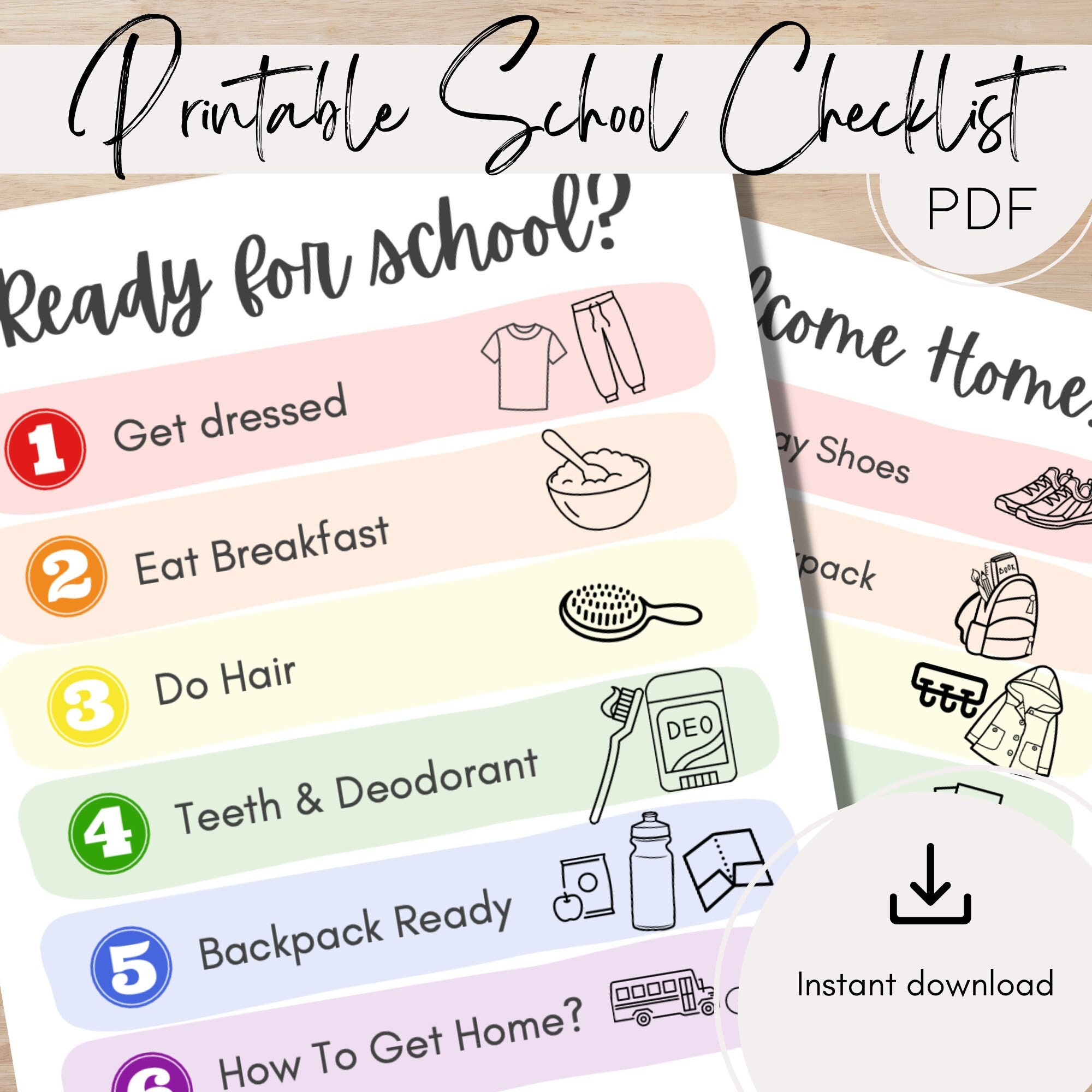 Printable Before After School Checklist, School Routine Chart, to Do ...