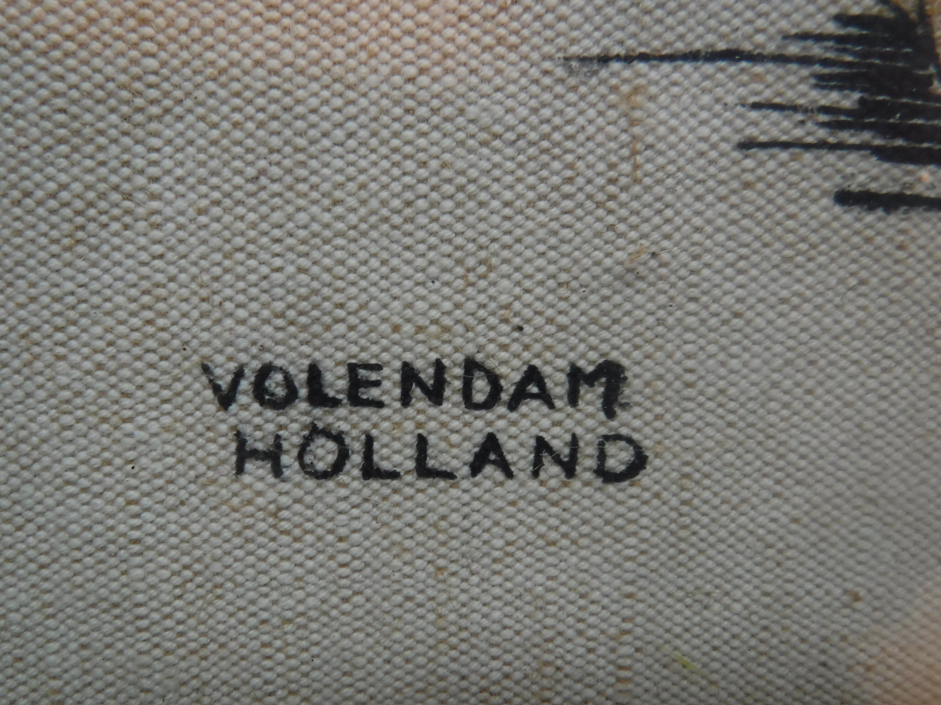 Vintage Volendam Holland Painting on Linen Dutch Boy Holding Sailboat ...