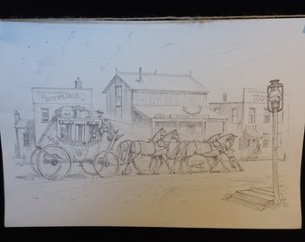 Stagecoach Drawing - Etsy