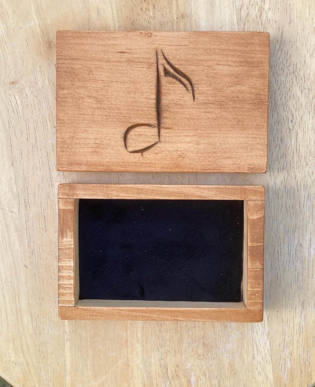 Hand Carved Music Note Gift Card Box - Pine Wood Certificate Holder for ...