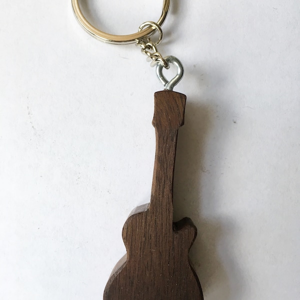 Jazz Guitar Keychain in Solid Walnut. - Etsy