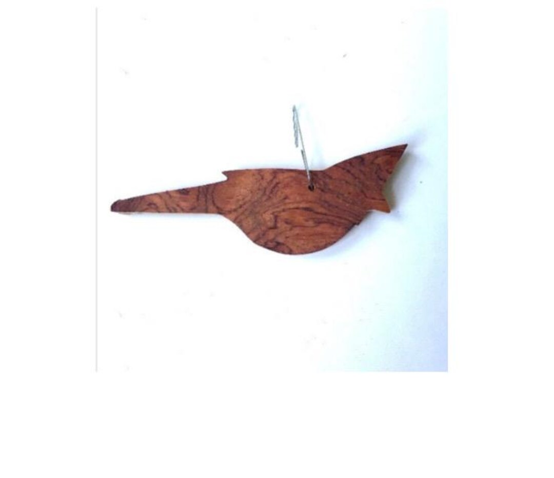 Handmade Cardinal Ornament, Babinga Wood Veneer, Personalized Engraving ...