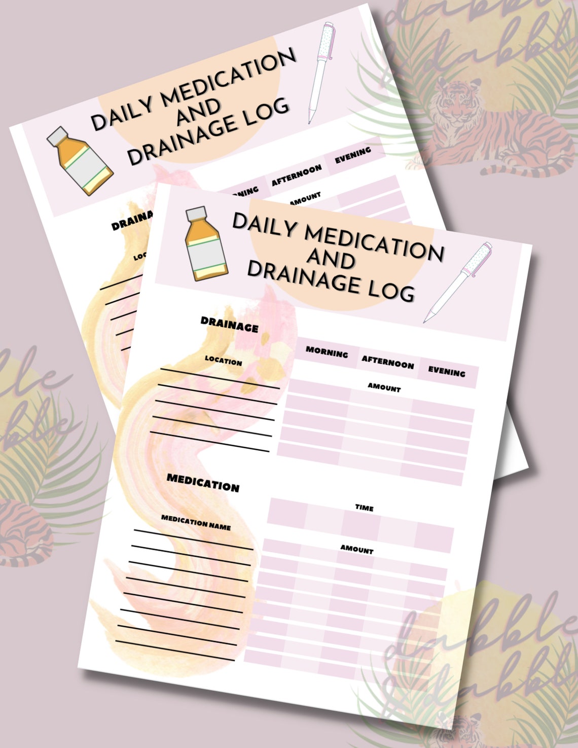 Daily Medication and Drainage Log for Surgery - Etsy