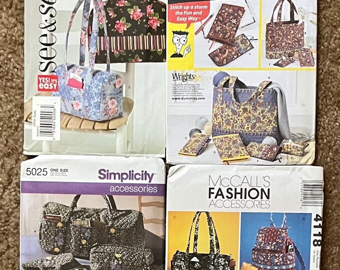4 Purse and Bag Patterns -- 2 Simplicity, 1 Mccalls and 1 See & Sew - Etsy