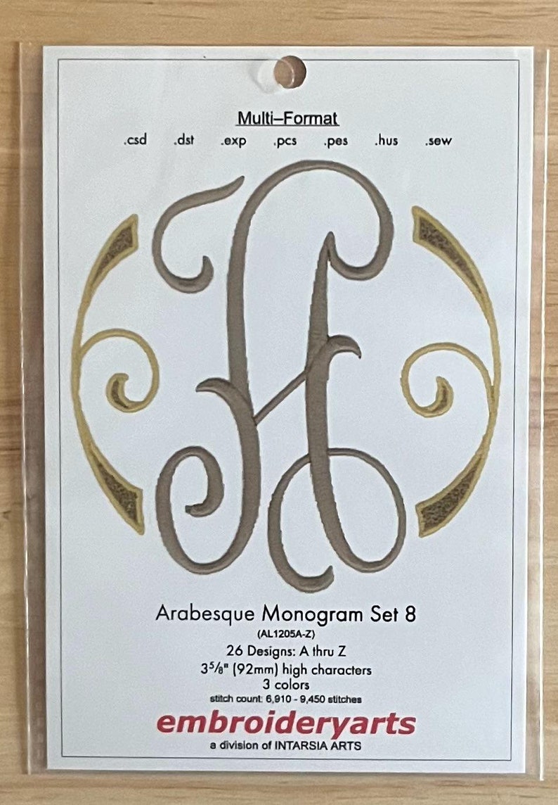 Embroideryarts " Arabesque Monogram Set 8 " - Etsy