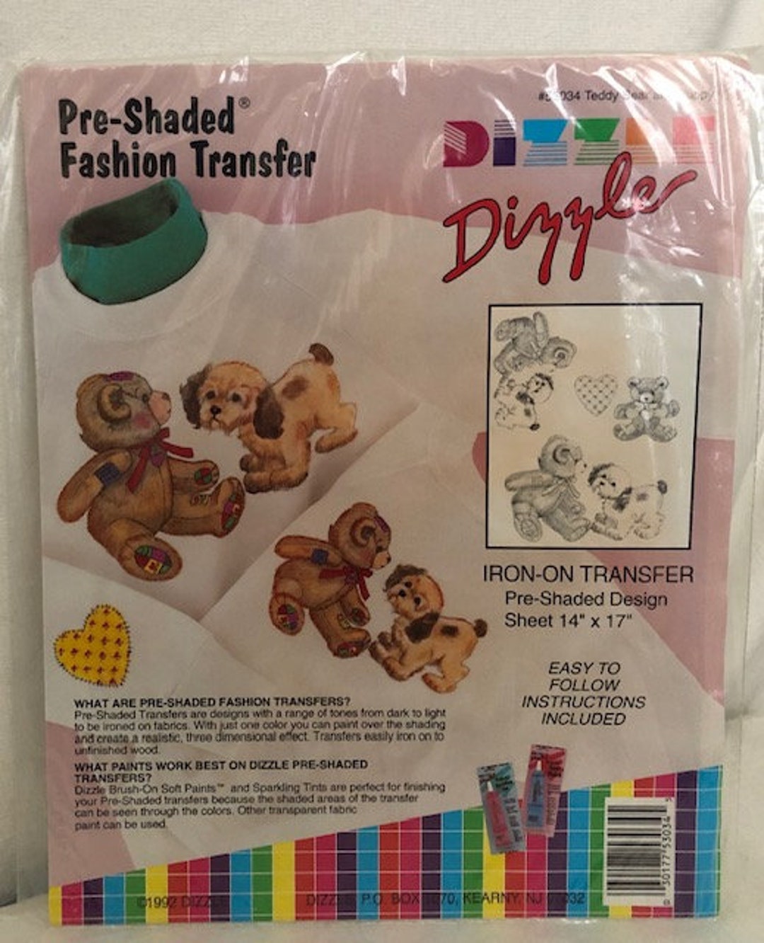 Dizzle Pre-shaded Fashion Transfer: Teddy Bear and Puppy. Iron-on ...