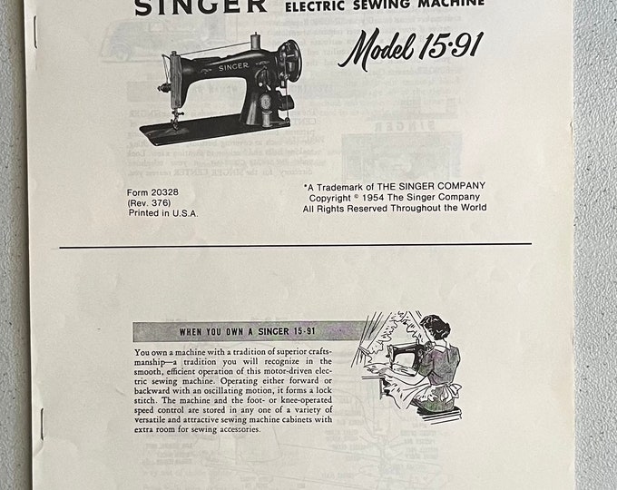 Singer Sewing Machine Instruction Book 15-91 - Etsy