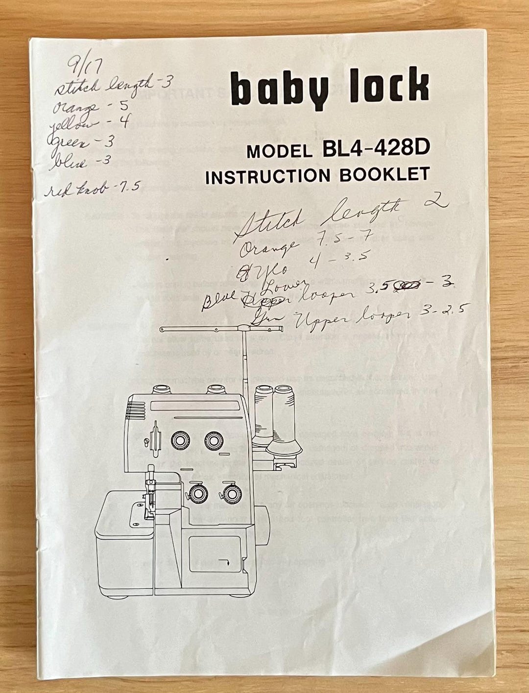 Baby Lock Overlock Machine Model BL4-428D Instruction Manual - Etsy