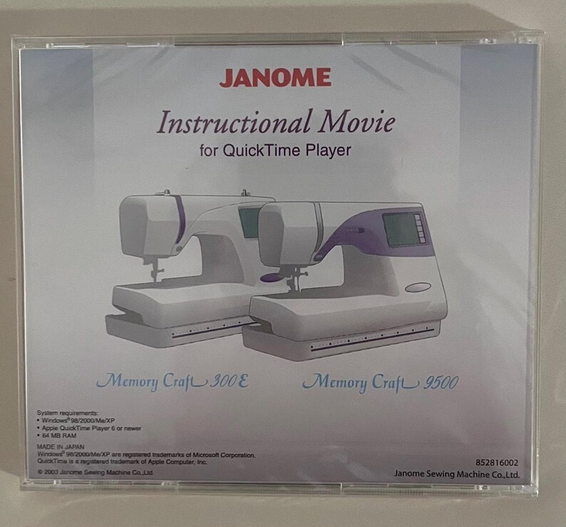Janome Memory Craft 9500 Sewing/ Embroidery Machine Instruction Manual and Instruction Video - Etsy