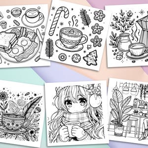 50 Coffee Themed Coloring Pages for Instant Digital Download Printable ...